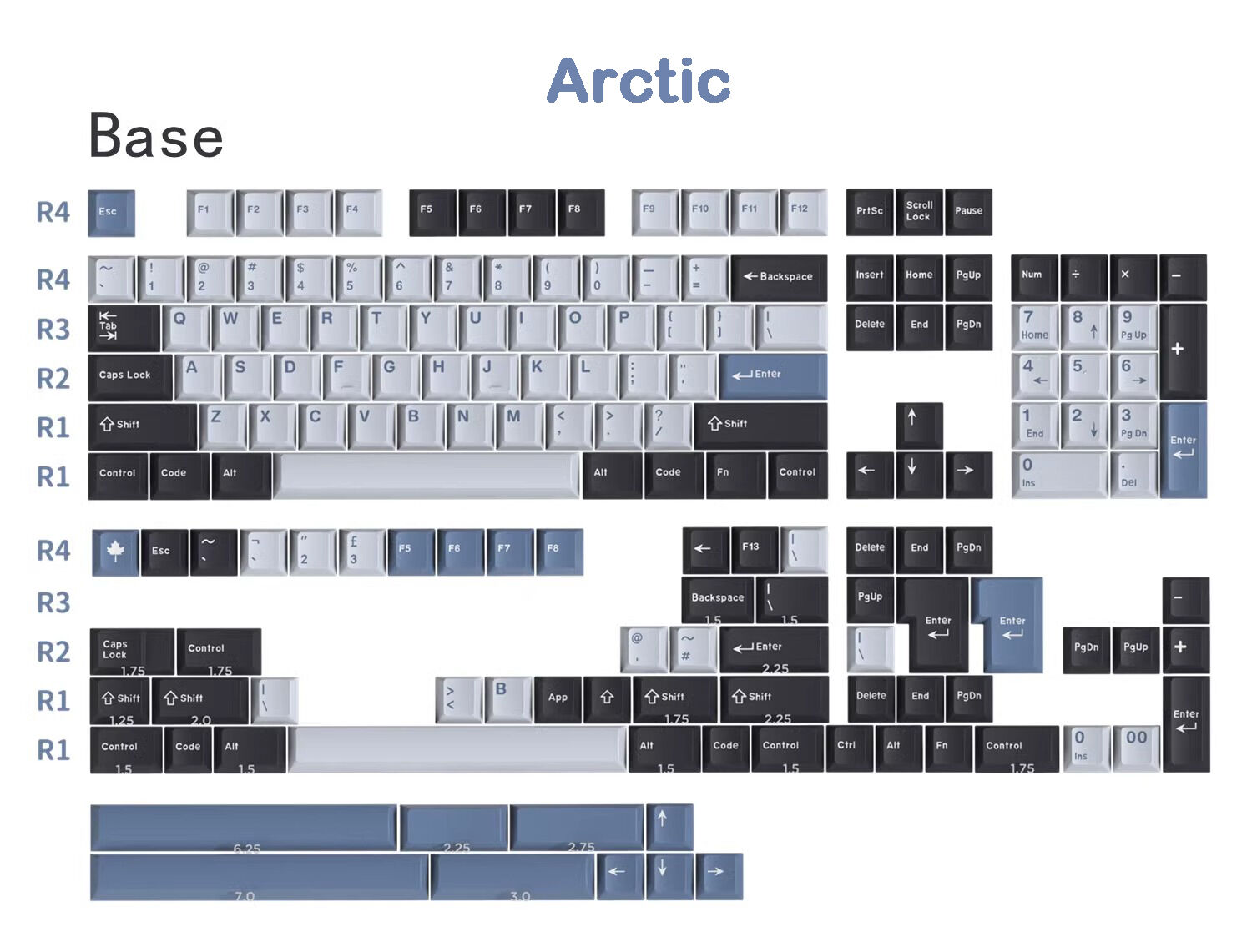 GMK Arctic 104+68 Cherry Profile ABS Doubleshot Keycaps Set for Cherry ...