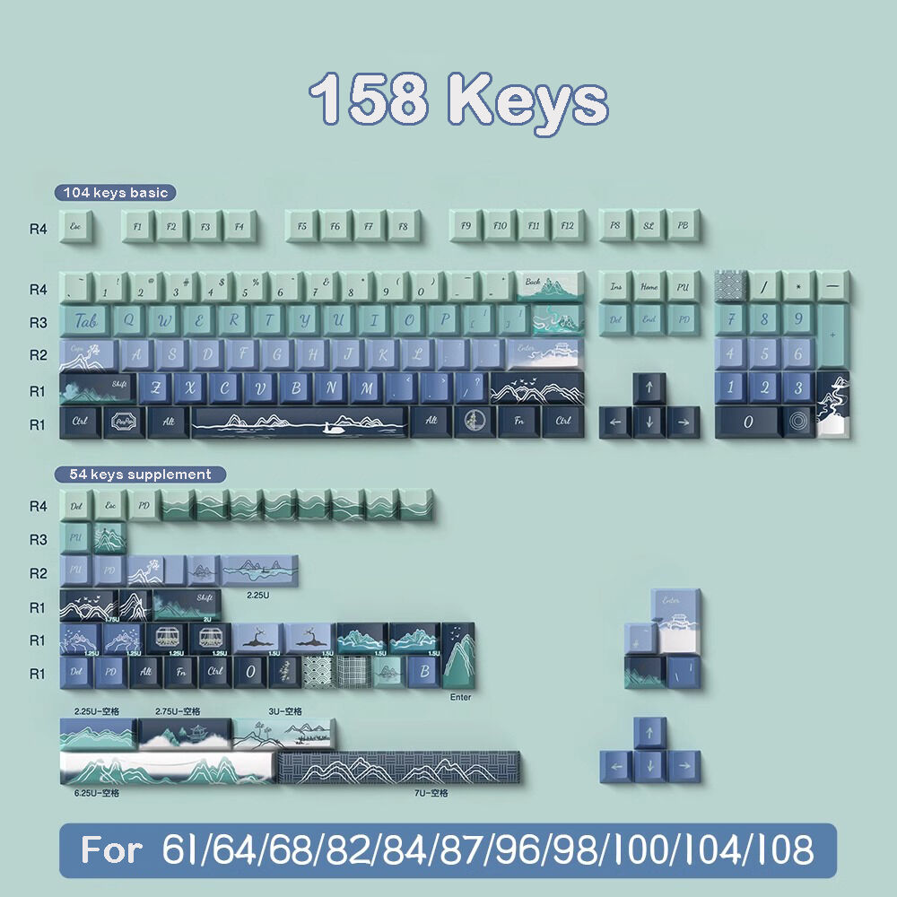 Beautiful Landscape 104+34 / 54 Cherry Profile Keycap Set Cherry MX PBT ...