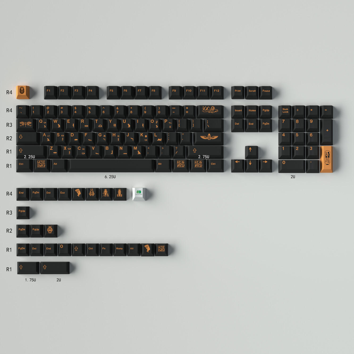 Pharaoh GMK 104+26 Full PBT Dye Sublimation Keycaps for Cherry MX ...