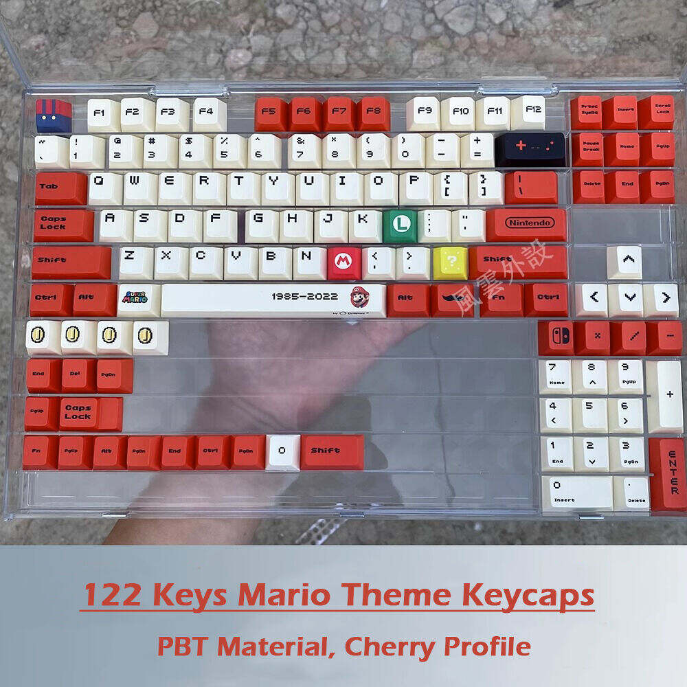 Mario 104+18 PBT Dye-subbed Keycaps Set Cherry Profile ANSI ISO Layout ...