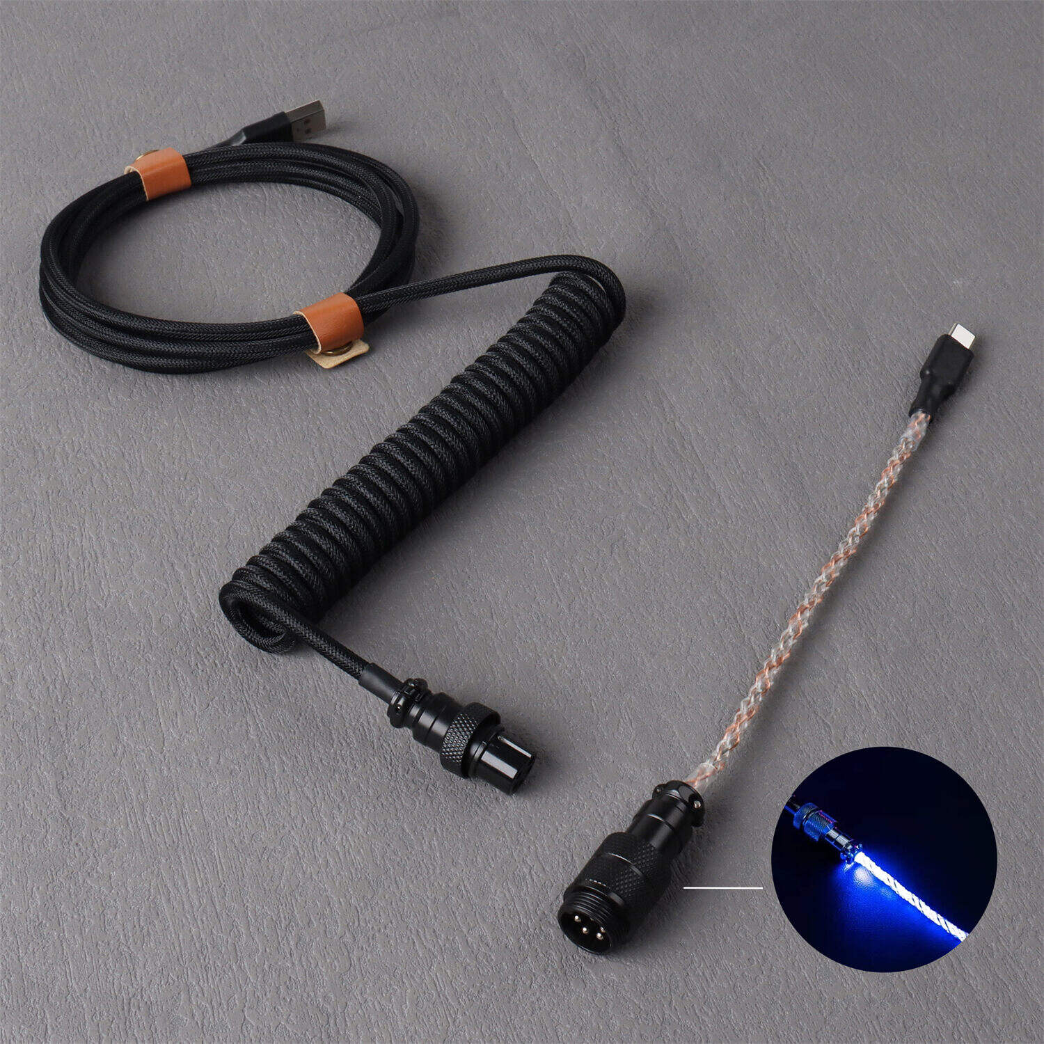Dropship 6ft Coiled RGB Light-Emitting Type C USB Cable for Mechanical ...